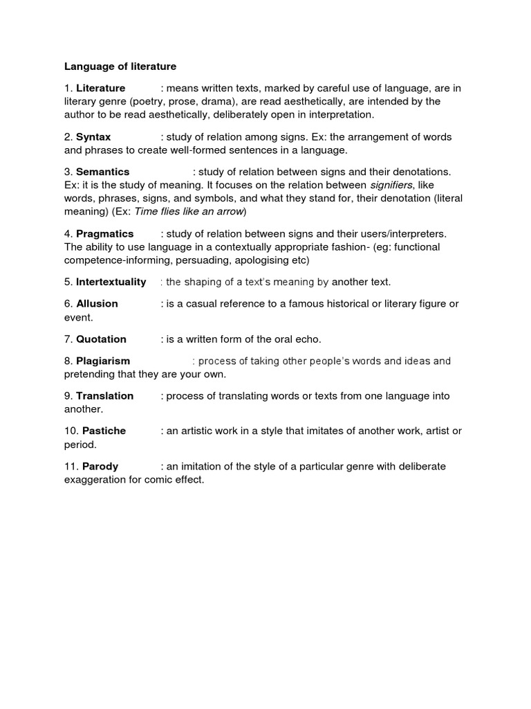 Language of Literature | PDF