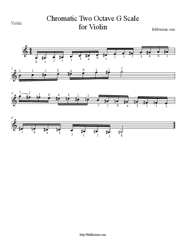 Two Octave G Chromatic Scale For Violin PDF | PDF