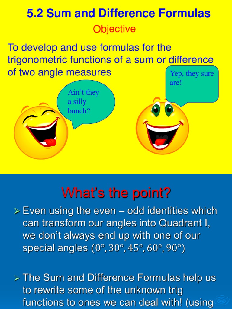 Chapter 5 - 2 Sum and Difference Formulas - Blitzer | PDF ...