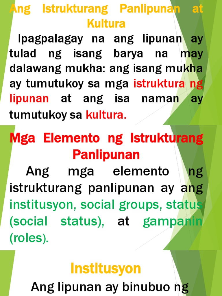 Ang Istrukturang Panlipunan at Kultura | PDF
