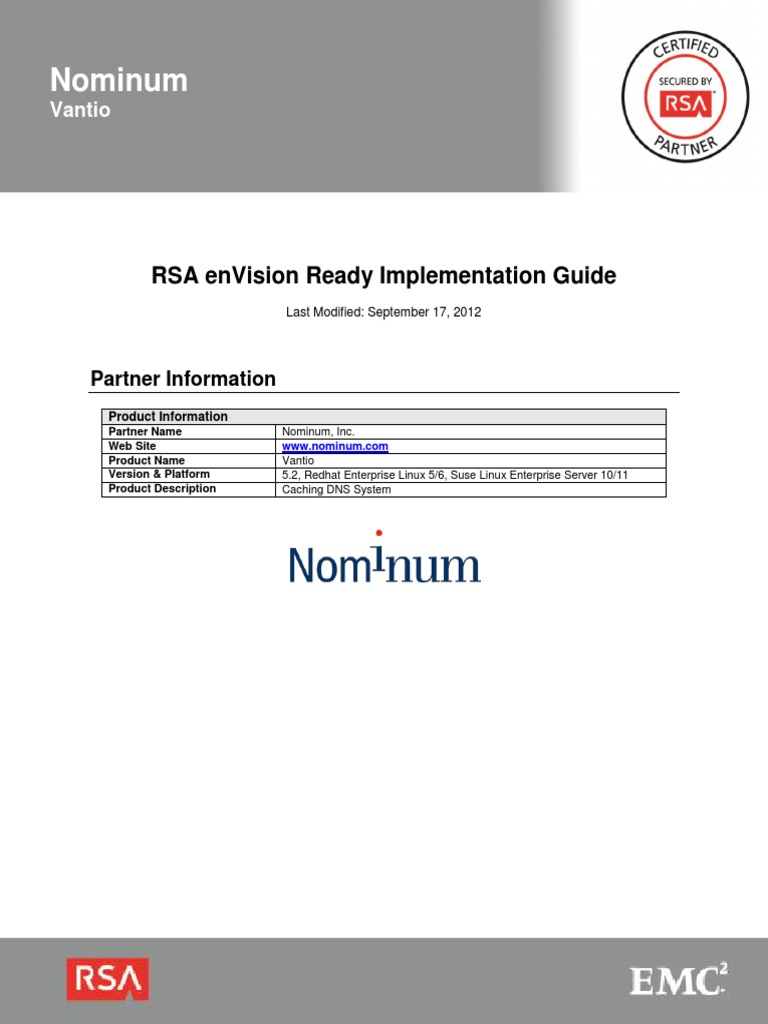 Nominum: Rsa Envision Ready Implementation Guide | PDF | Information ...
