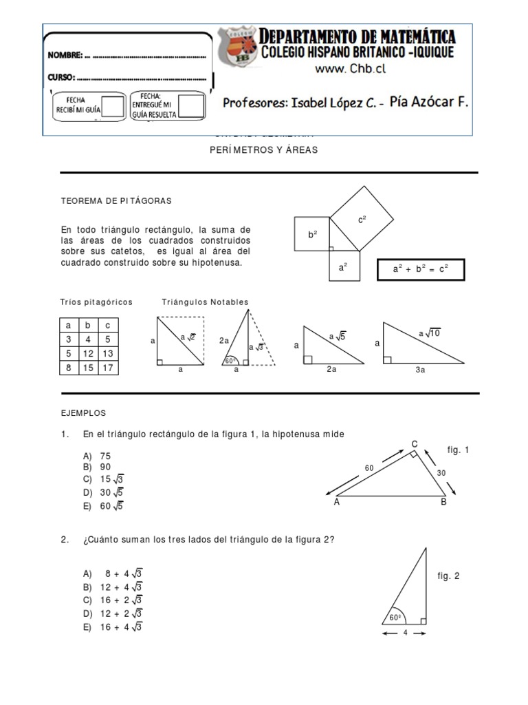 Guia Area y Perimetro | PDF | Triángulo | Geometría Convexa