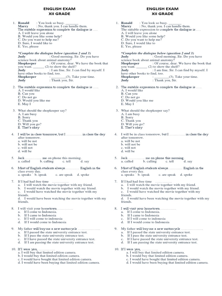 English Exam Xii Grade English Exam Xii Grade | PDF | Language Arts ...