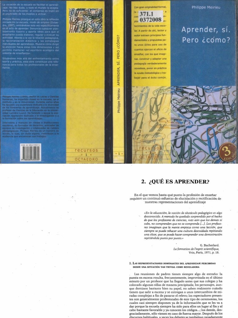 Cap 2 - Que Es Aprender - Aprender Si. Pero Como - Philippe Meirieu-1-12 | PDF | Aprendizaje | Mente