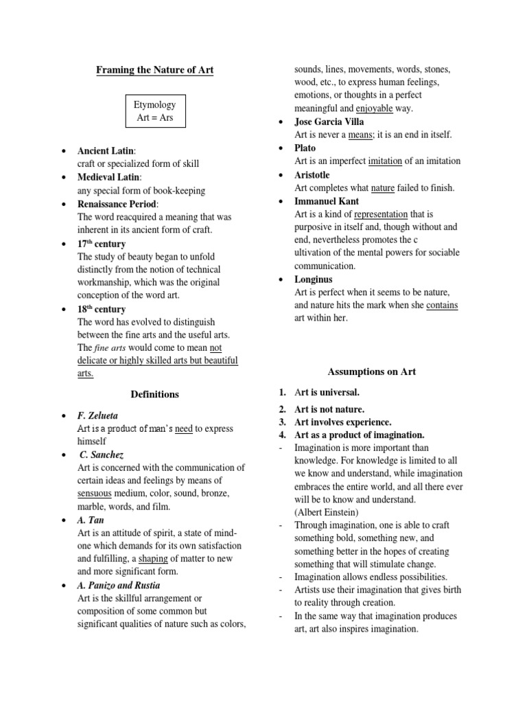 Framing The Nature of Art and Basic Components of A Work of Art | PDF ...
