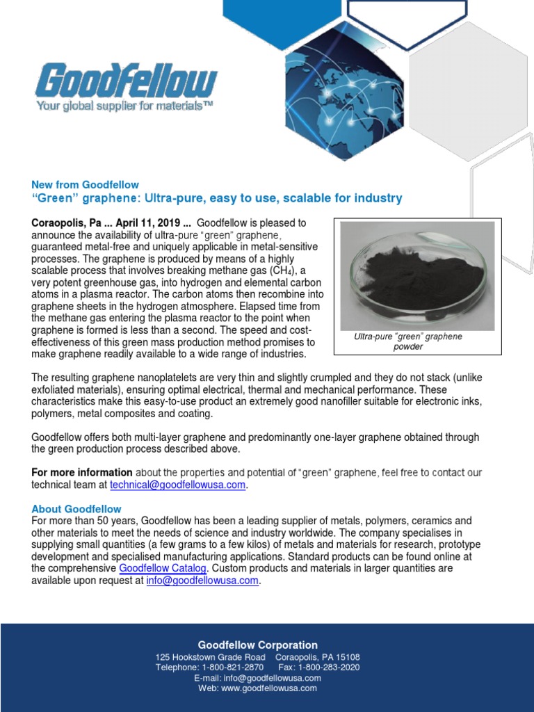 "Green" Graphene: Ultra-Pure, Easy To Use, Scalable For Industry | PDF ...