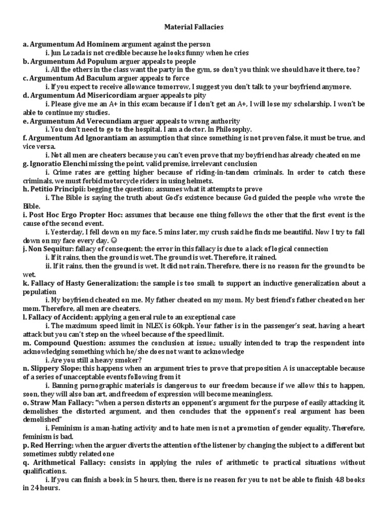 Understanding Common Logical Fallacies | PDF | Argument | Fallacy