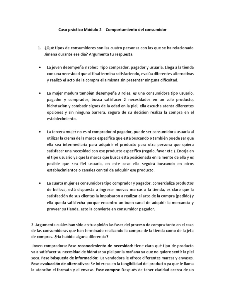 Caso Práctico Módulo 2 Comportamiento Del Consumidor | PDF | Producto ...
