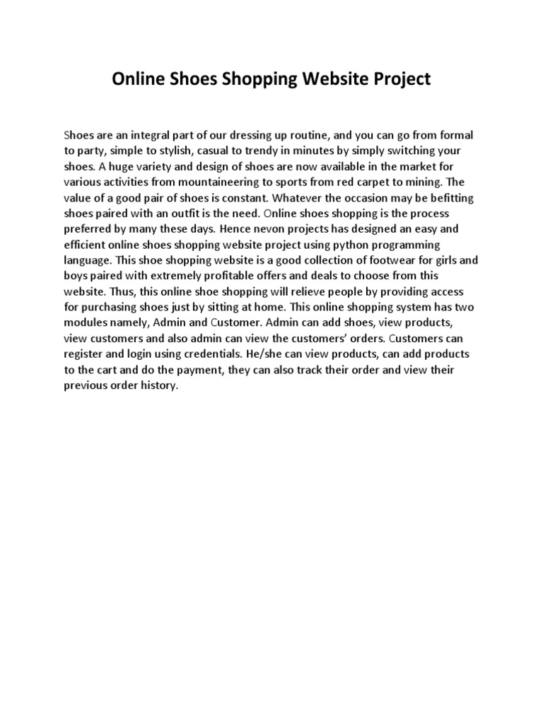 Online Shoes Shopping Website Project | Download Free PDF | Shoe | Login