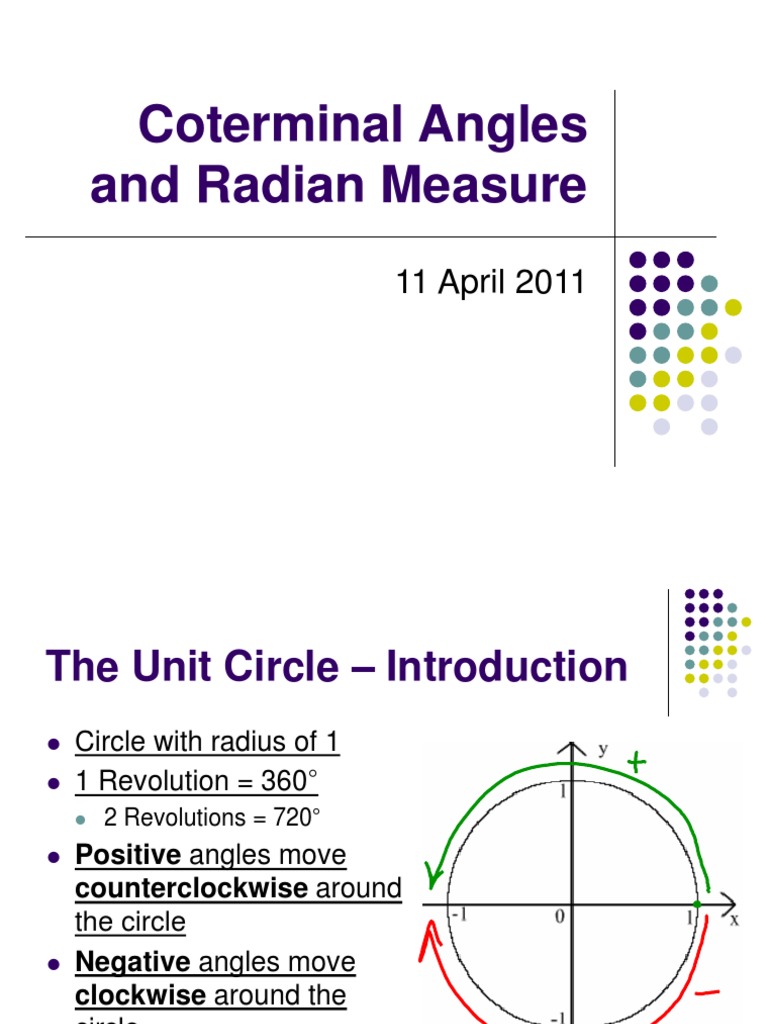 Coterminal Angles and Radian Measure | PDF | Angle | Scientific Observation