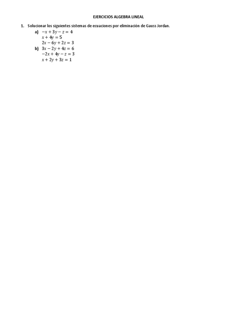 Ejercicios Algebra | PDF