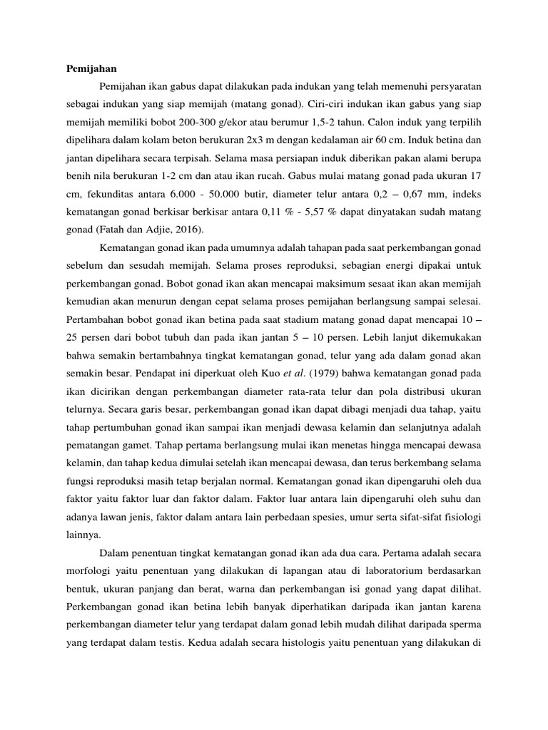 Penjelasan Pemijahan Semi Buatan | PDF