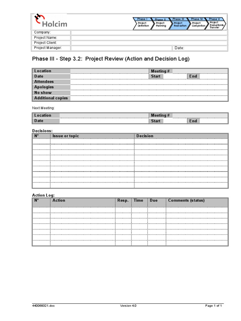 Phase III Action&Dec Log v4.0 | PDF