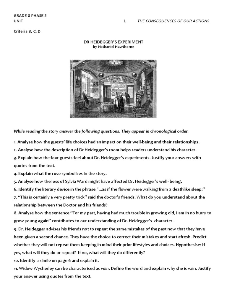DR Heidegger S Experiment Reading Comprehension Questions | PDF ...