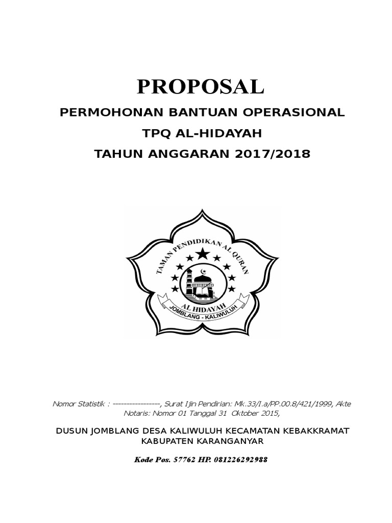 Proposal Bop TPQ 2017 | PDF