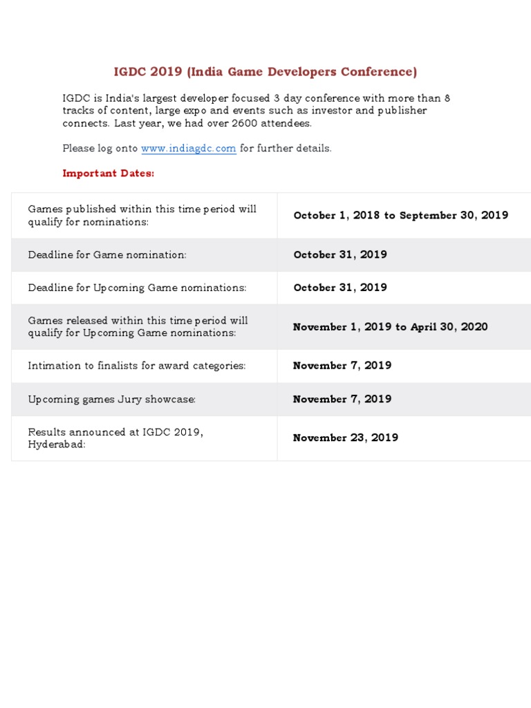 IGDC 2019 (India Game Developers Conference) : Please Log Onto For ...