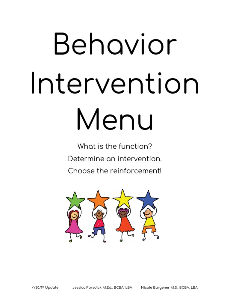 Behavior Intervention Strategies Menu | PDF | Reinforcement | Classroom