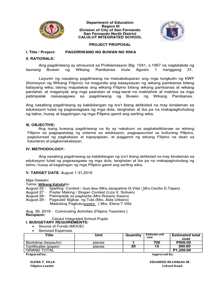 Project Proposal Buwan NG Wika 2020 | PDF