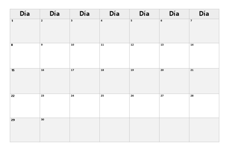 Calendario 30 Días | PDF