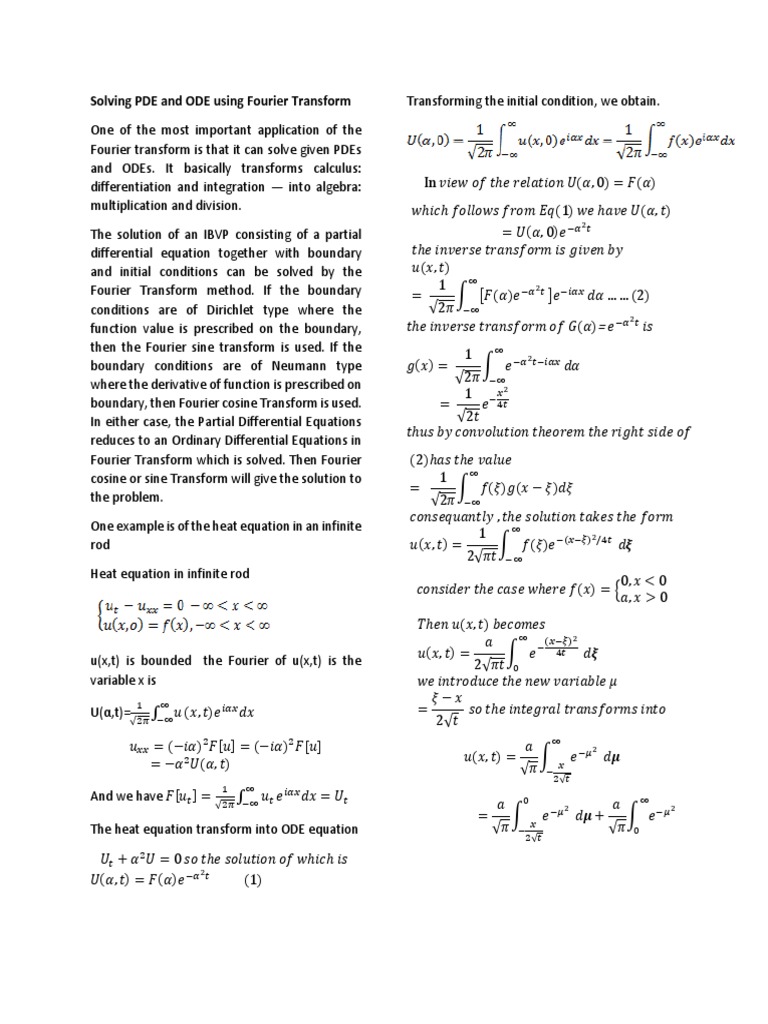 FT Application Solving PDE and ODE | PDF | Partial Differential Equation | Ordinary Differential ...