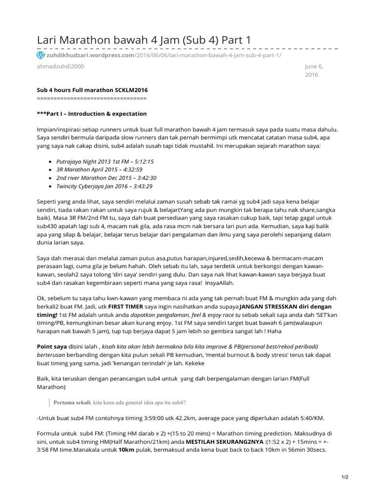 Panduan Sub 4 Jam untuk Marathon | PDF