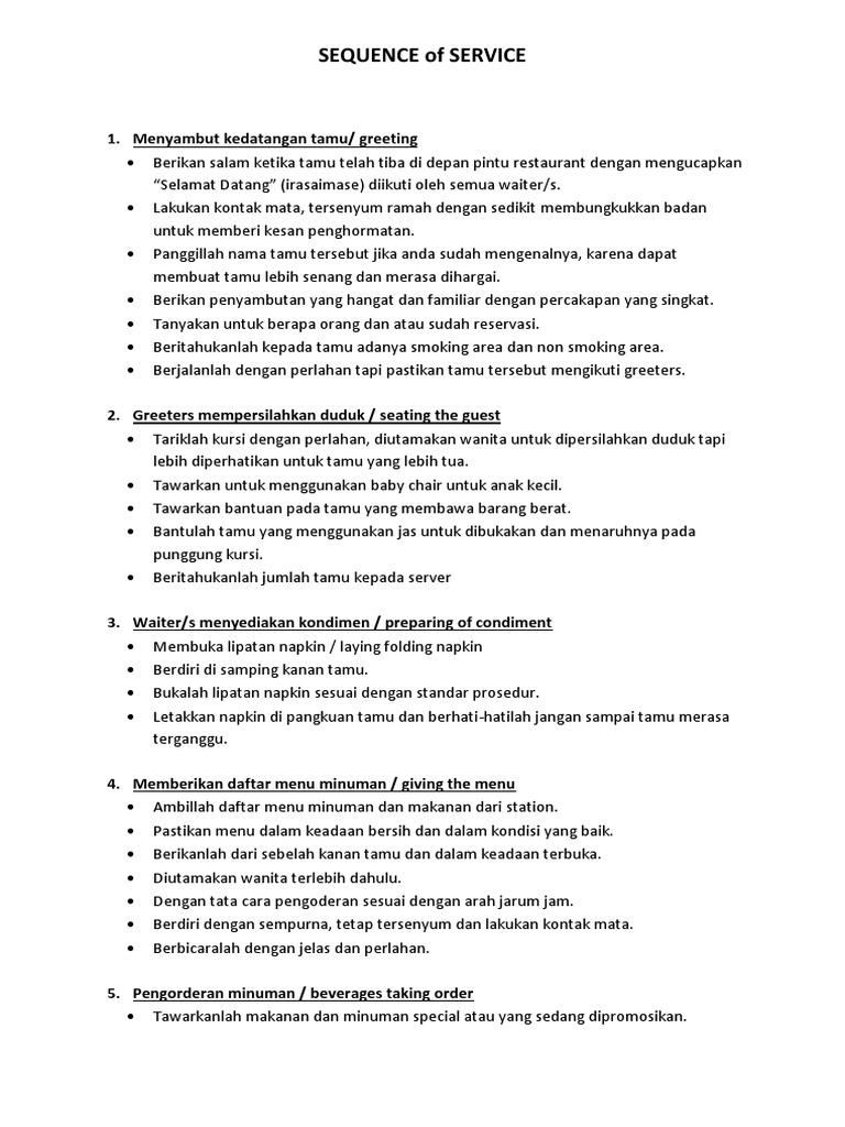 SEQUENCE of SERVICE | PDF