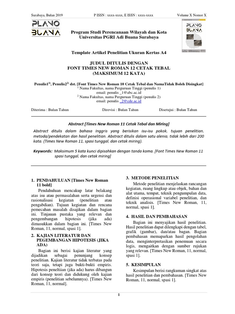 Template Artikel Jurnal Plano Buana (Draft) | PDF