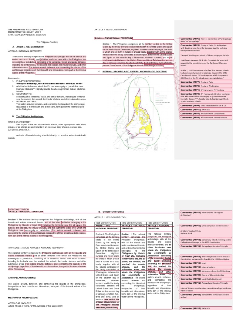 Consti Midterm Notes | PDF | Territorial Waters | Exclusive Economic Zone Consti Midterm Notes | PDF | Territorial Waters | Exclusive Economic Zone