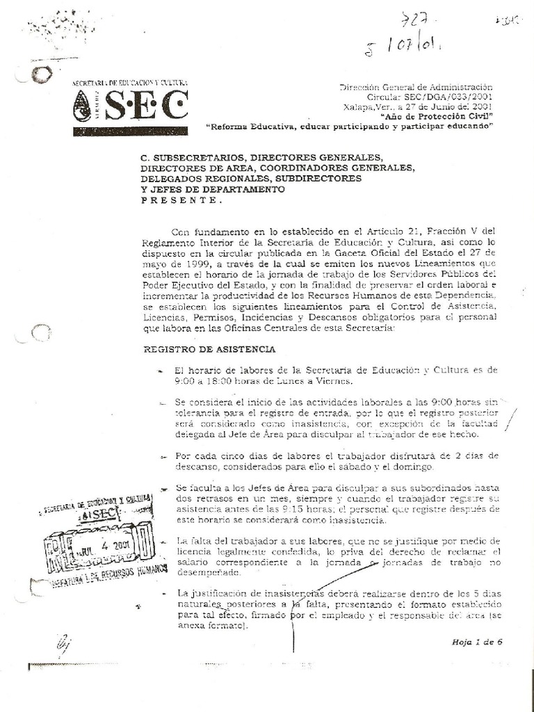 Circular Sec Dga 033 2001 | PDF