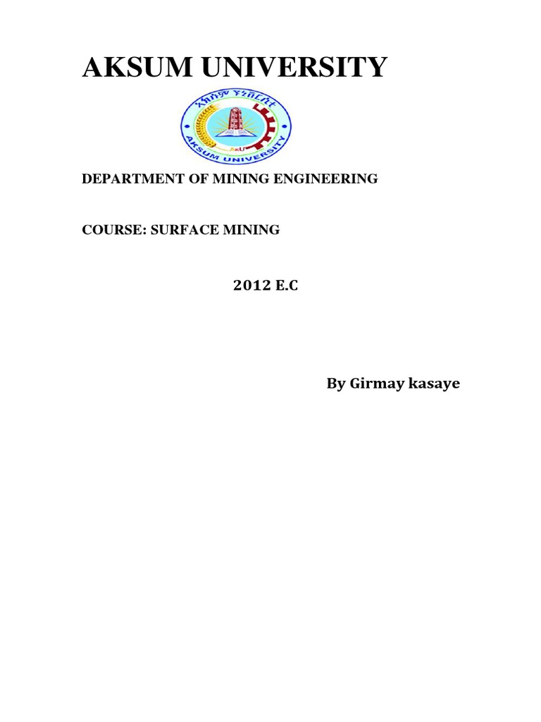 2012 Surface Mining Method | PDF | Mining | Economic Geology
