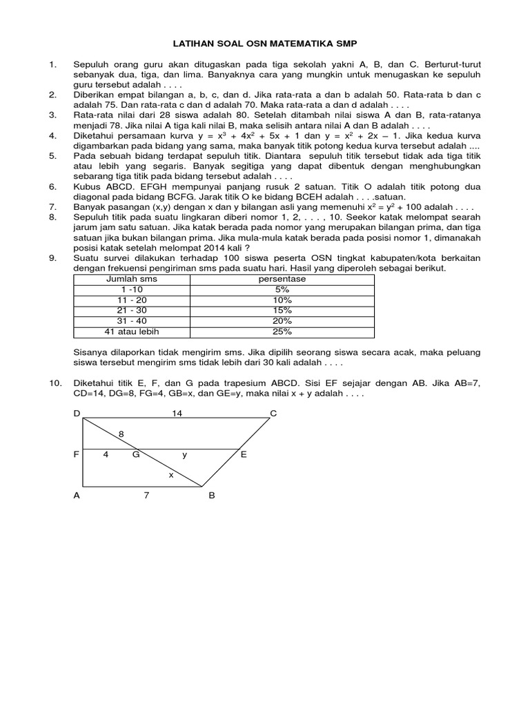 Latihan Soal Osn Matematika SMP | PDF