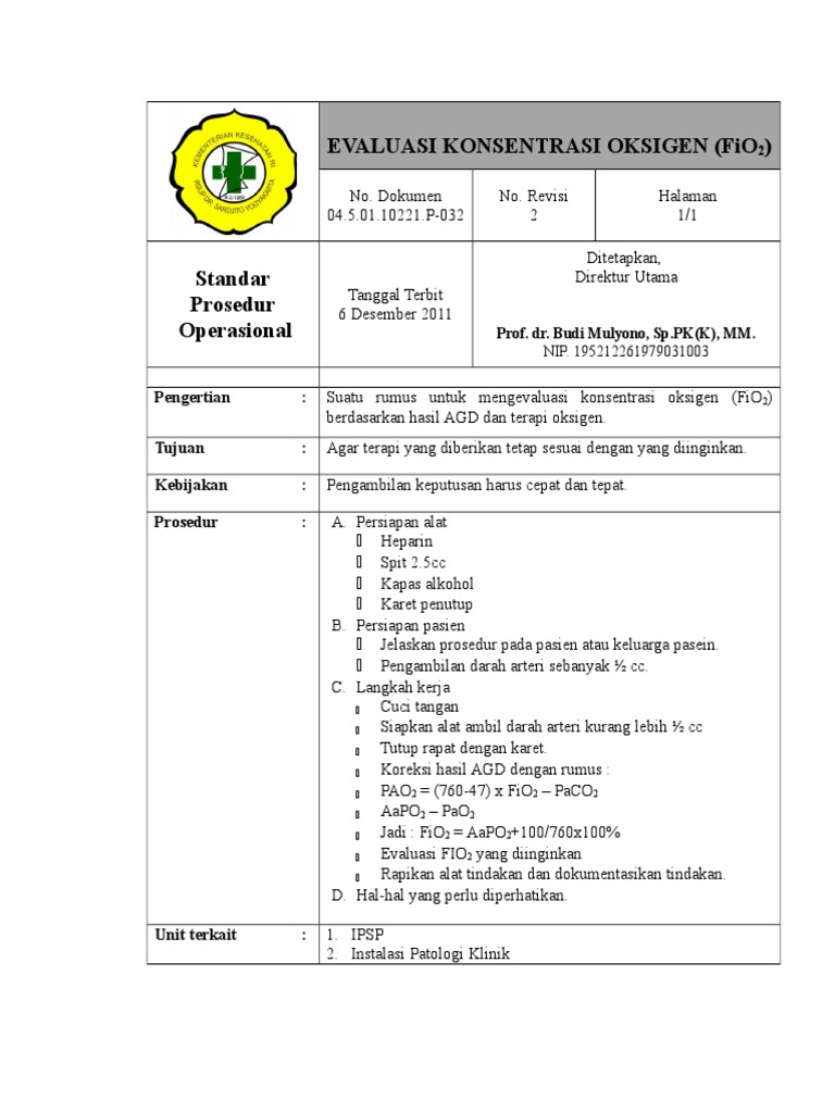 Spo Evaluasi Konsentrasi Oksigen | PDF