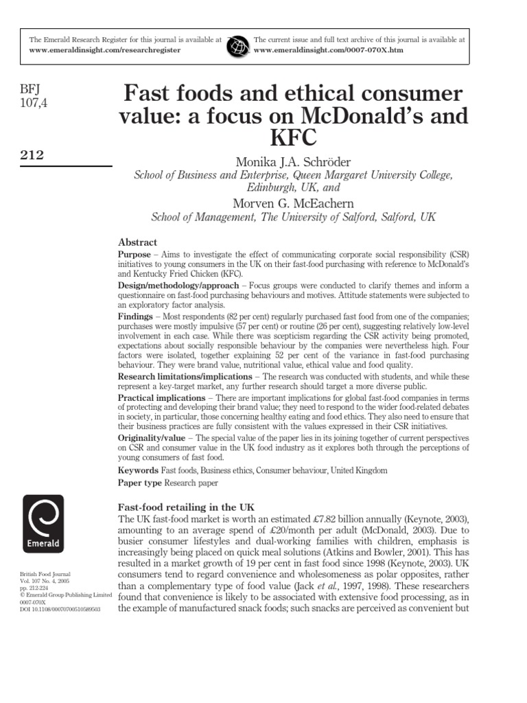 Fast Foods | Fast Food | Corporate Social Responsibility