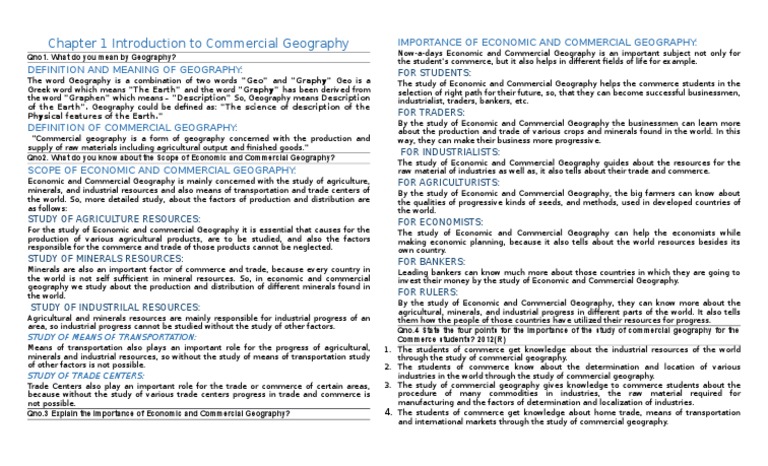 Chapter 1 Introduction To Commercial Geography PDF | PDF | Factors Of ...