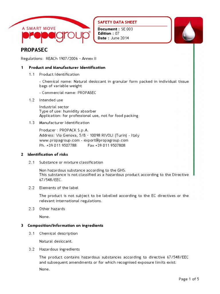 PROPASEC | PDF | Dangerous Goods | Toxicity