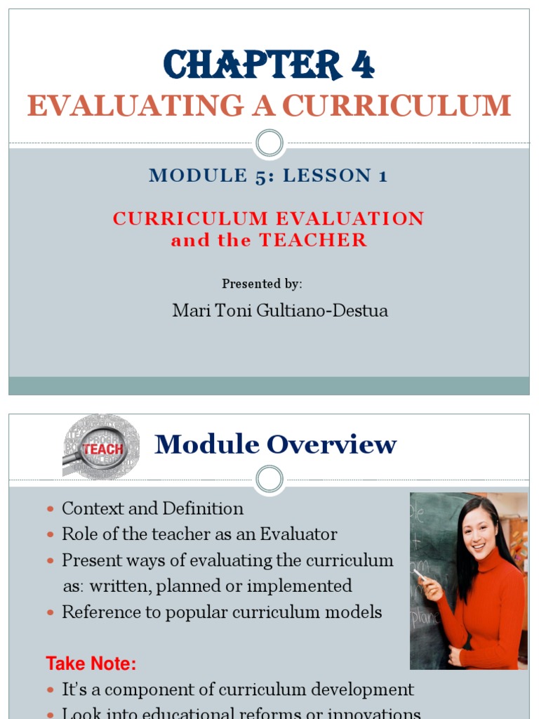 Curriculum Evaluation: Teacher's Role | PDF | Curriculum | Evaluation
