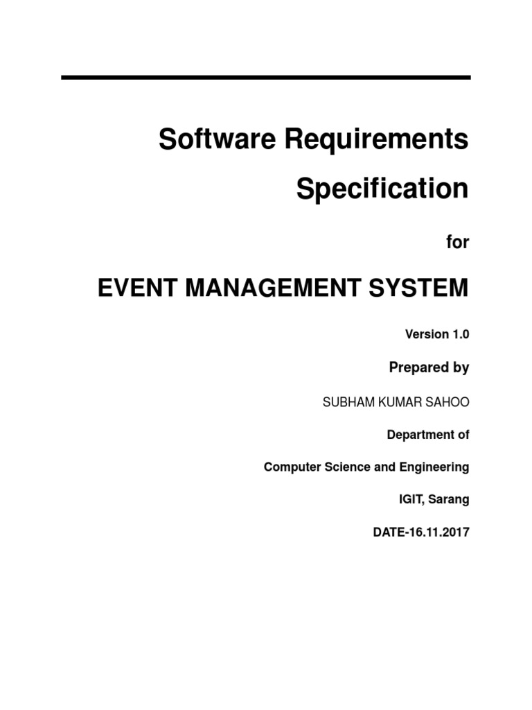Software Requirements Specification: Event Management System | Download ...