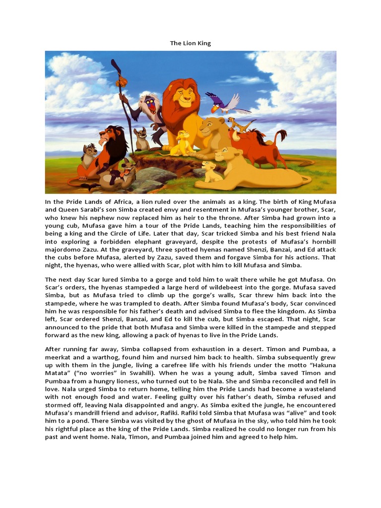 The Lion King Narrative Text | PDF