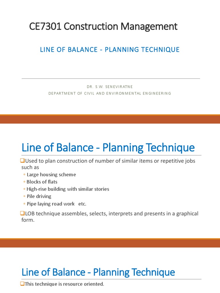 2.1 Line of Balance Planning TEchnique | PDF | Mathematical ...