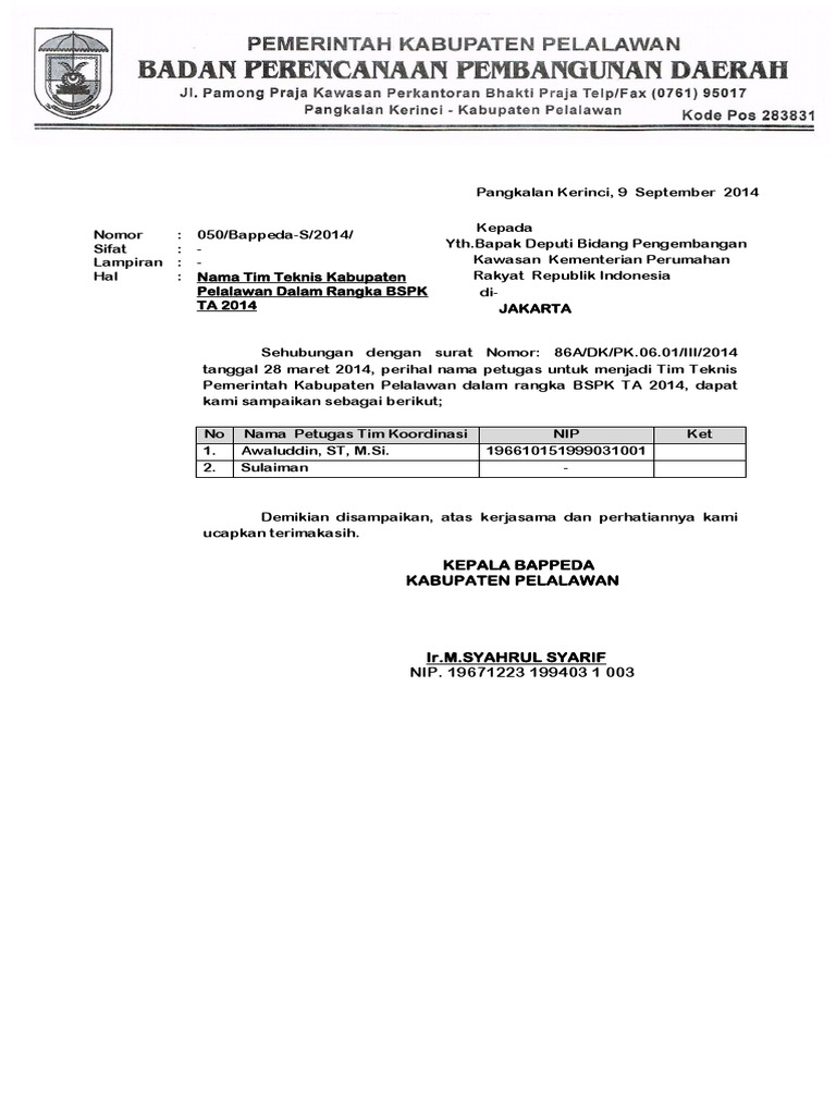 Kop Surat Bappeda | PDF