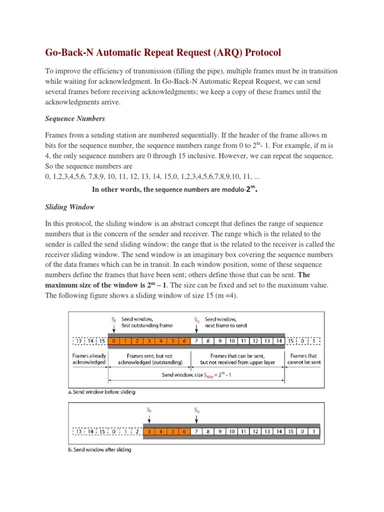 Go-Back-N Automatic Repeat Request (ARQ) Protocol: Sequence Numbers | PDF | Transmission Control ...