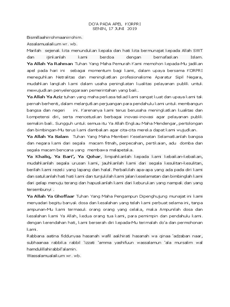 Doa Korpri 2019 | PDF