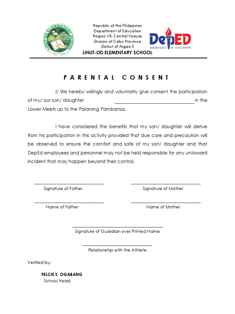 Parental Consent Sports | PDF