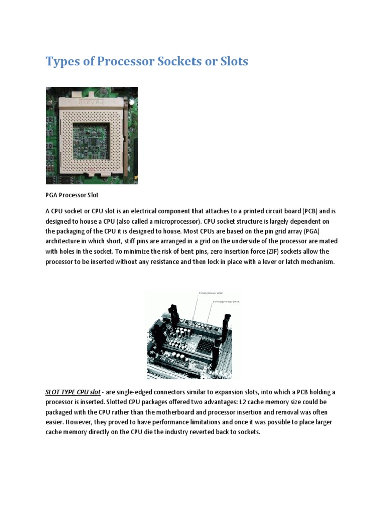 Types of Processor Sockets or Slots | PDF