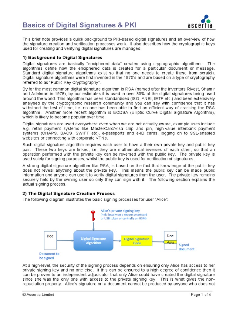 Basics of Digital Signatures and PKI S | PDF | Public Key Cryptography ...