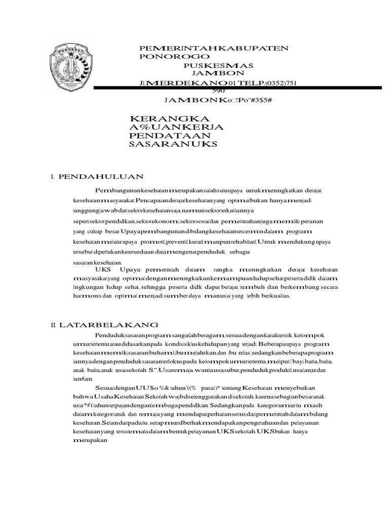 Kak Pendataan Uks | PDF