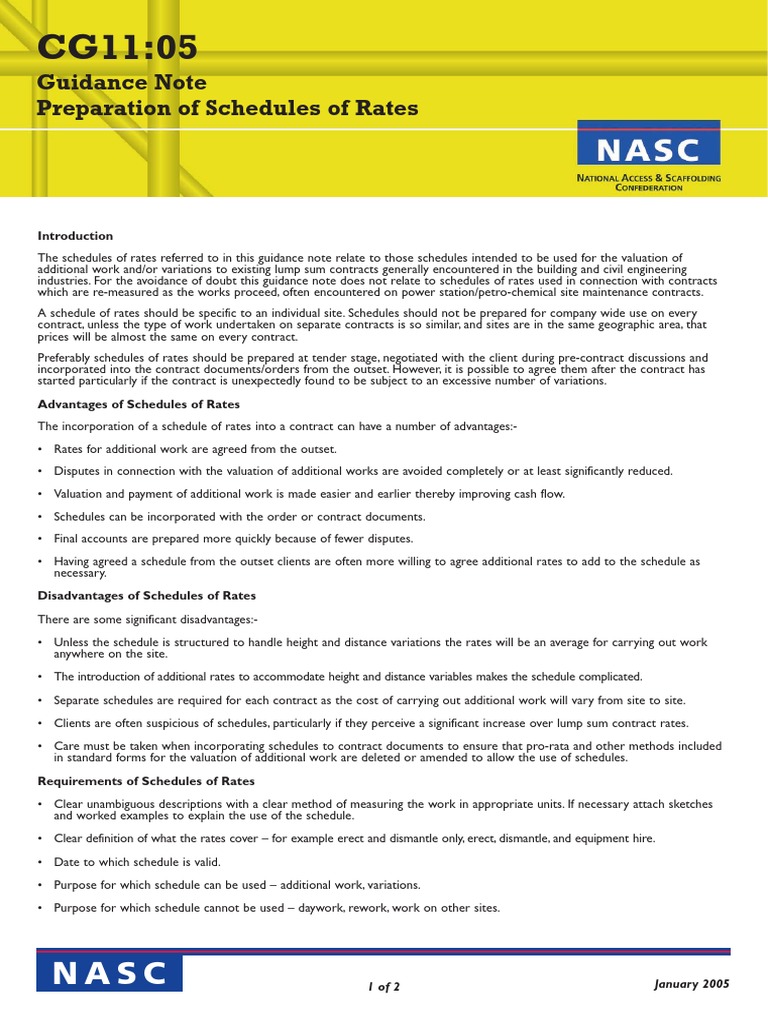 Construction Schedule of Rates Guide | PDF | Scaffolding | Valuation ...
