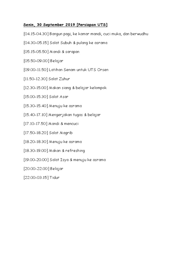 Contoh Weekly Planning Untuk 7 Habits | PDF