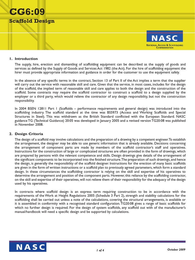 CG6 - 09 Scaffold Design | PDF | Scaffolding | Liability Insurance