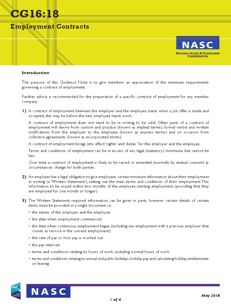 CG16 - 18 Employment Contracts | PDF | Employment | Contractual Term